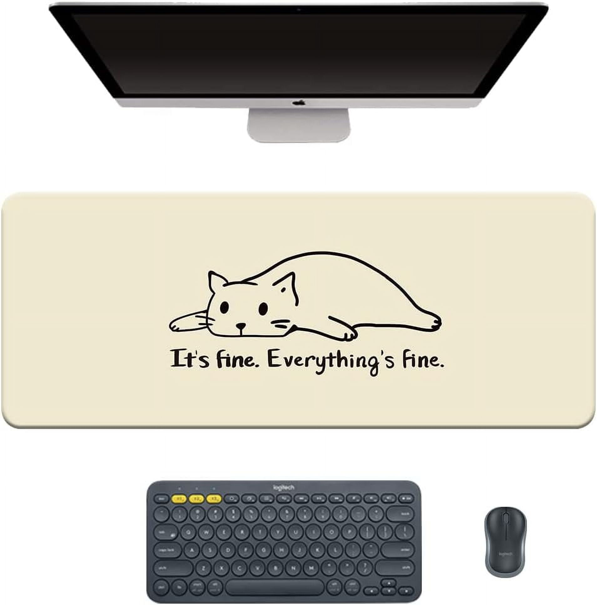 Cute Office Desk Mat, Funny Large Mouse Pad for Work, Kawaii Cat Desk ...