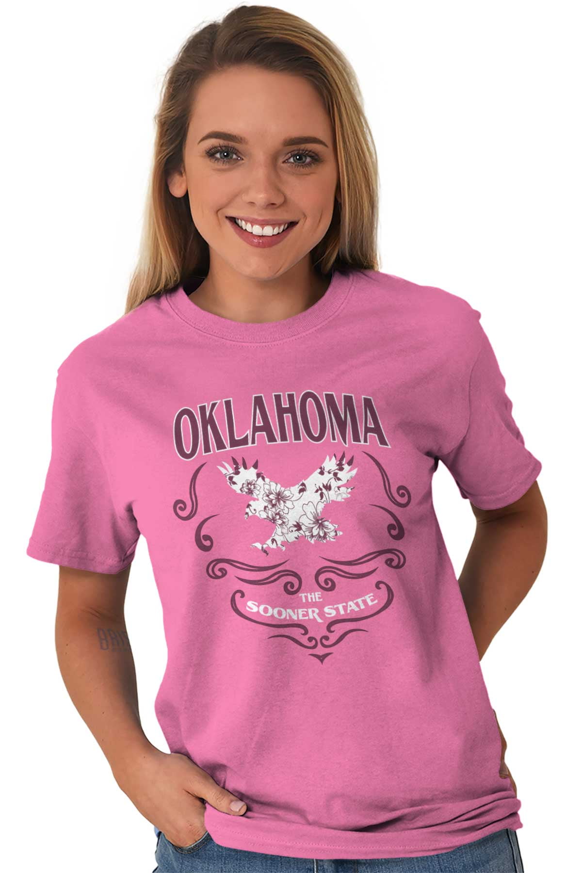 Cute Oklahoma Flowery Eagle Floral Women Plus Size Graphic Tee Tees ...