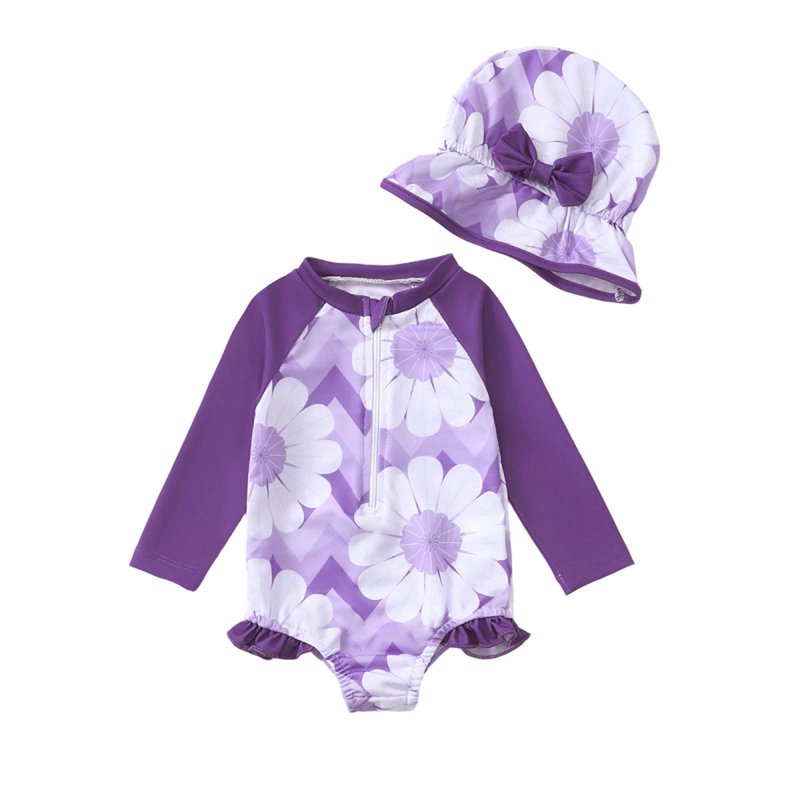 Cute One Piece Swimsuit for Girls Cute Cartoon Animal Print Long Sleeve ...