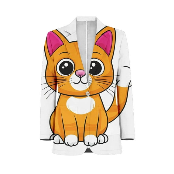 Cute Orange Cat Cartoon Customized Men's Suits full man Shawl Collar ...