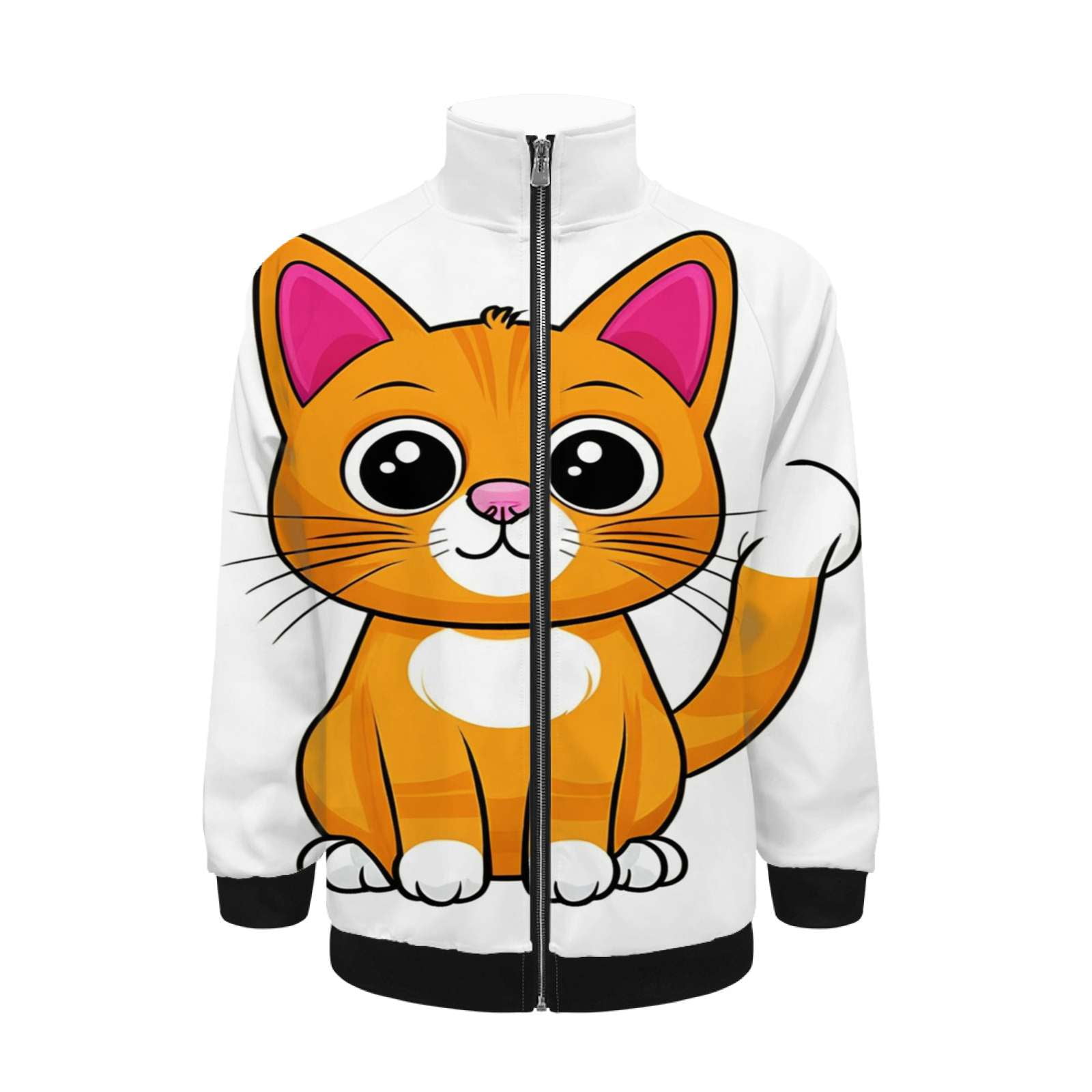 Cute Orange Cat Cartoon Jacket Men's Street Cool Long Sleeves Coat ...