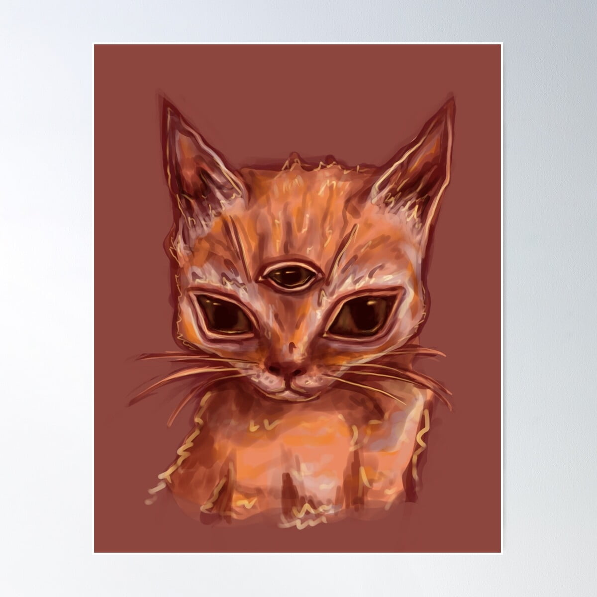 Cute Orange Cat Portrait Poster Wall Art, Modern Wall Decor For Living ...
