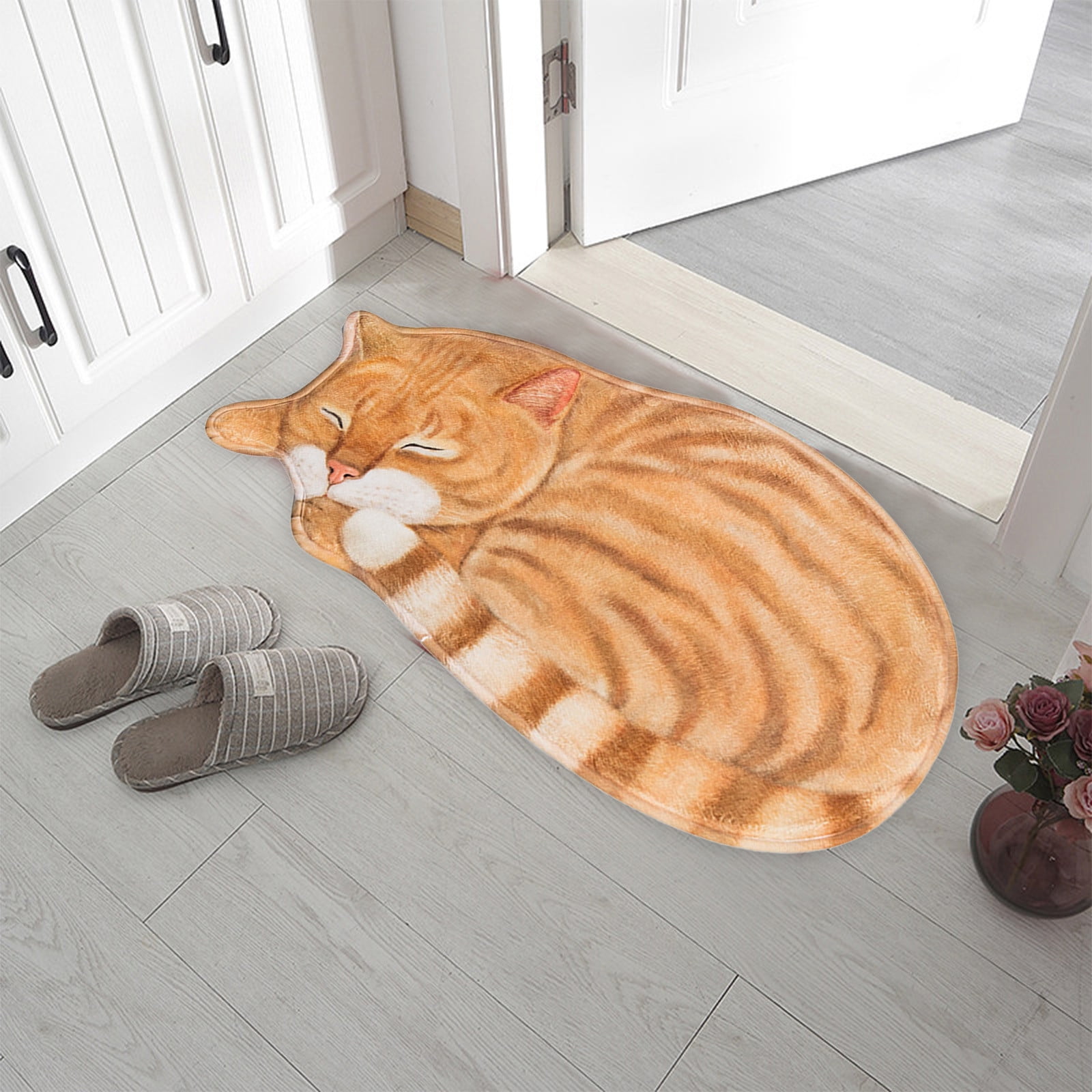 Cute Orange Cat Shape Rug 3D Cat Themed Collection Rugs, 15.74x29.92 ...