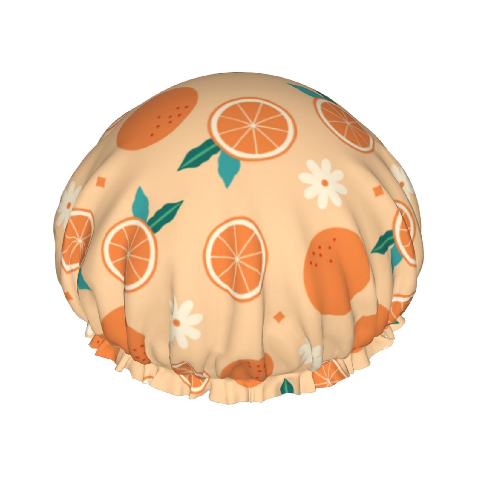 Cute Orange Flower Leaves Shower Cap, Reusable Bath Hair Hat for all ...