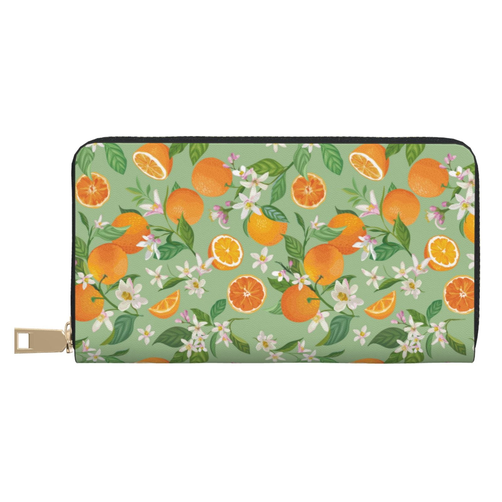 Cute Orange Flower Wallet Women, Leather Bifold Multi Card Wallet ...