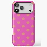 Cute Orange Hearts On Pink Pattern iPhone Case 11 to 17 Pro Max ...