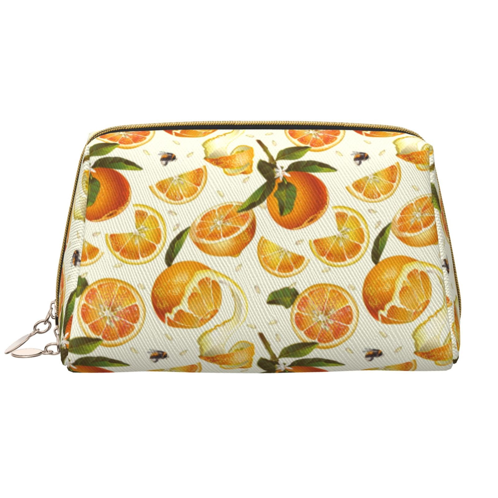 Cute Orange Honey Bee Makeup Bag, Large Capacity Cosmetic Bag Portable ...