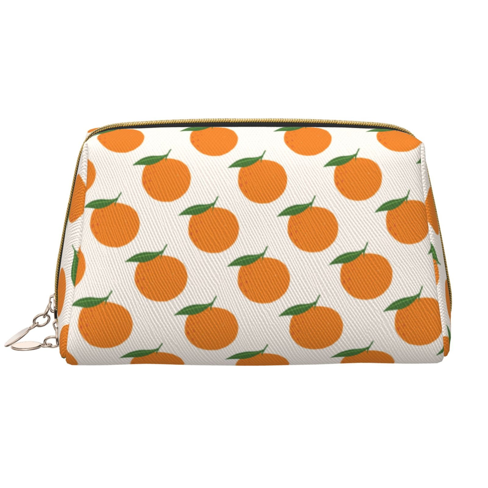 Cute Orange Makeup Bag, Leather Waterproof Travel Toiletry Bag, Large ...