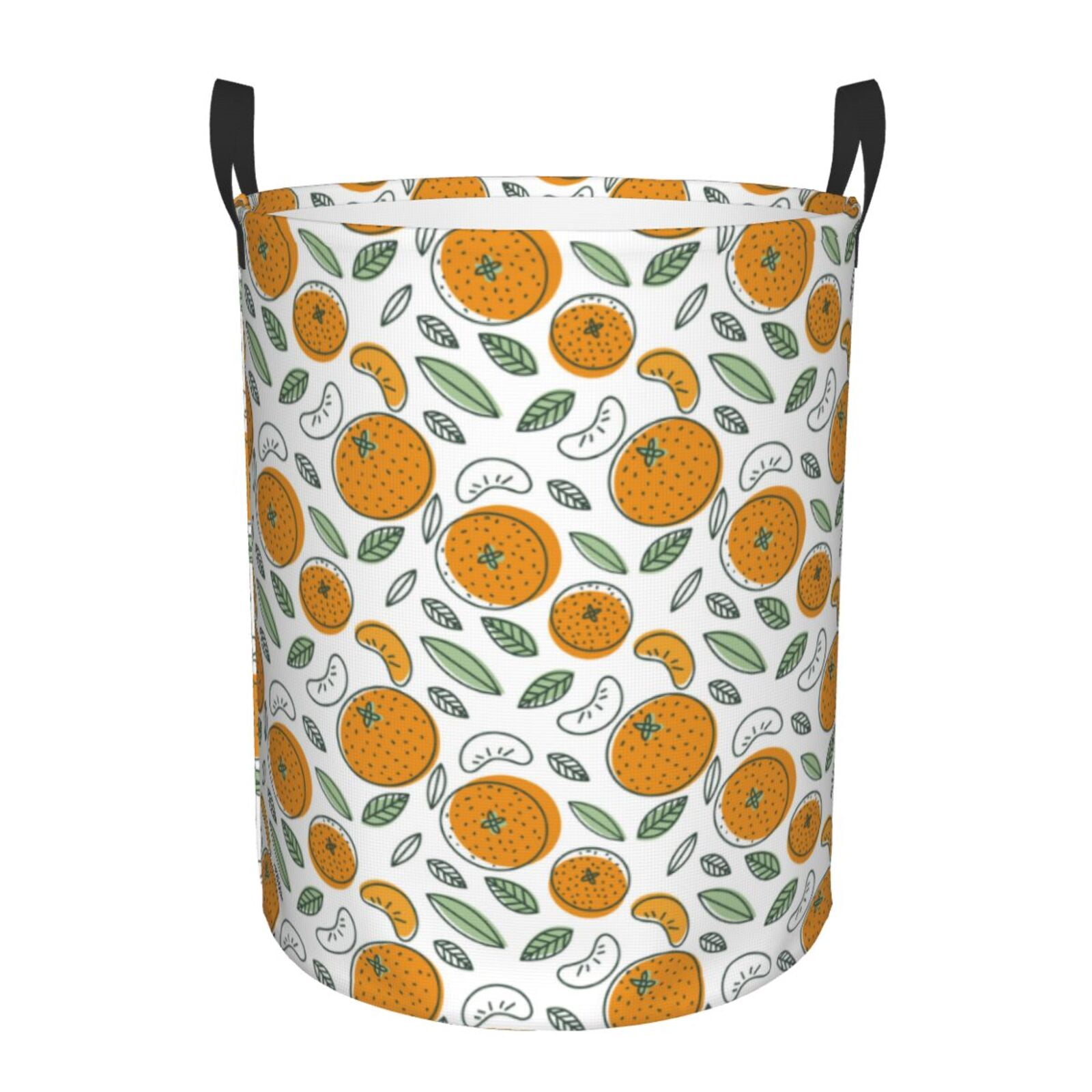 Cute Orange Sweet Round Laundry Basket, Laundry Hamper with Handle ...
