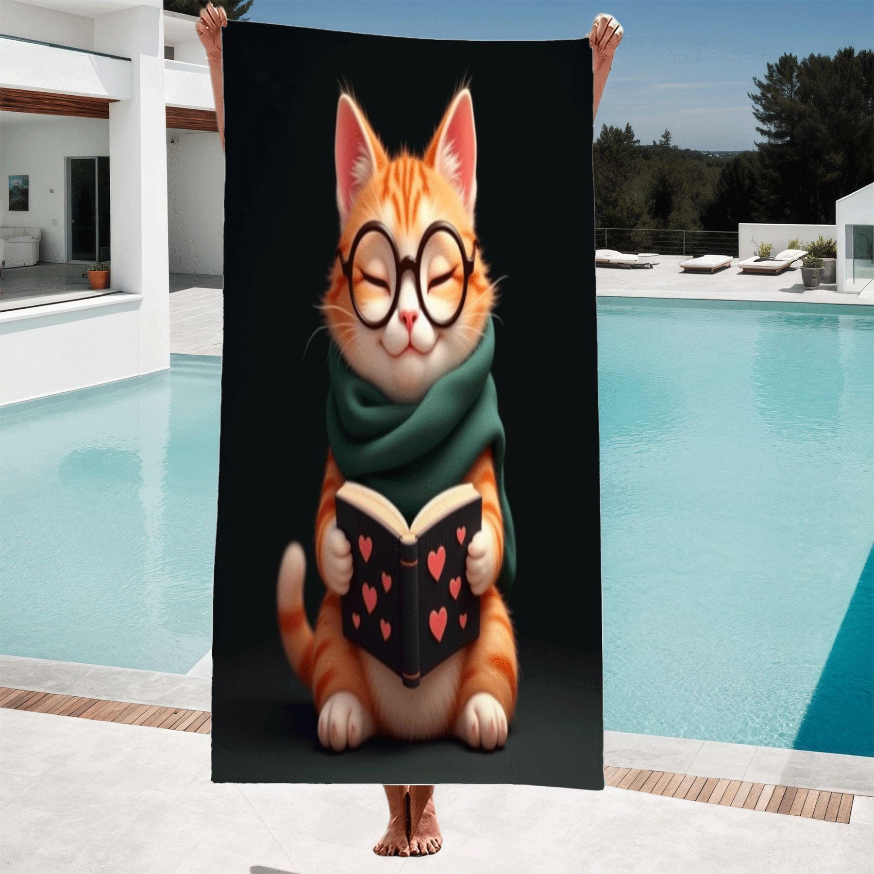 Cute Orange Tabby Cat Beach Towel - Adorable Scarf Perfect for Pool ...