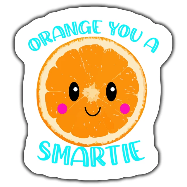 Cute Orange You A Smartie Sticker, Fun Fruit Pun Vinyl Decal, Adorable ...