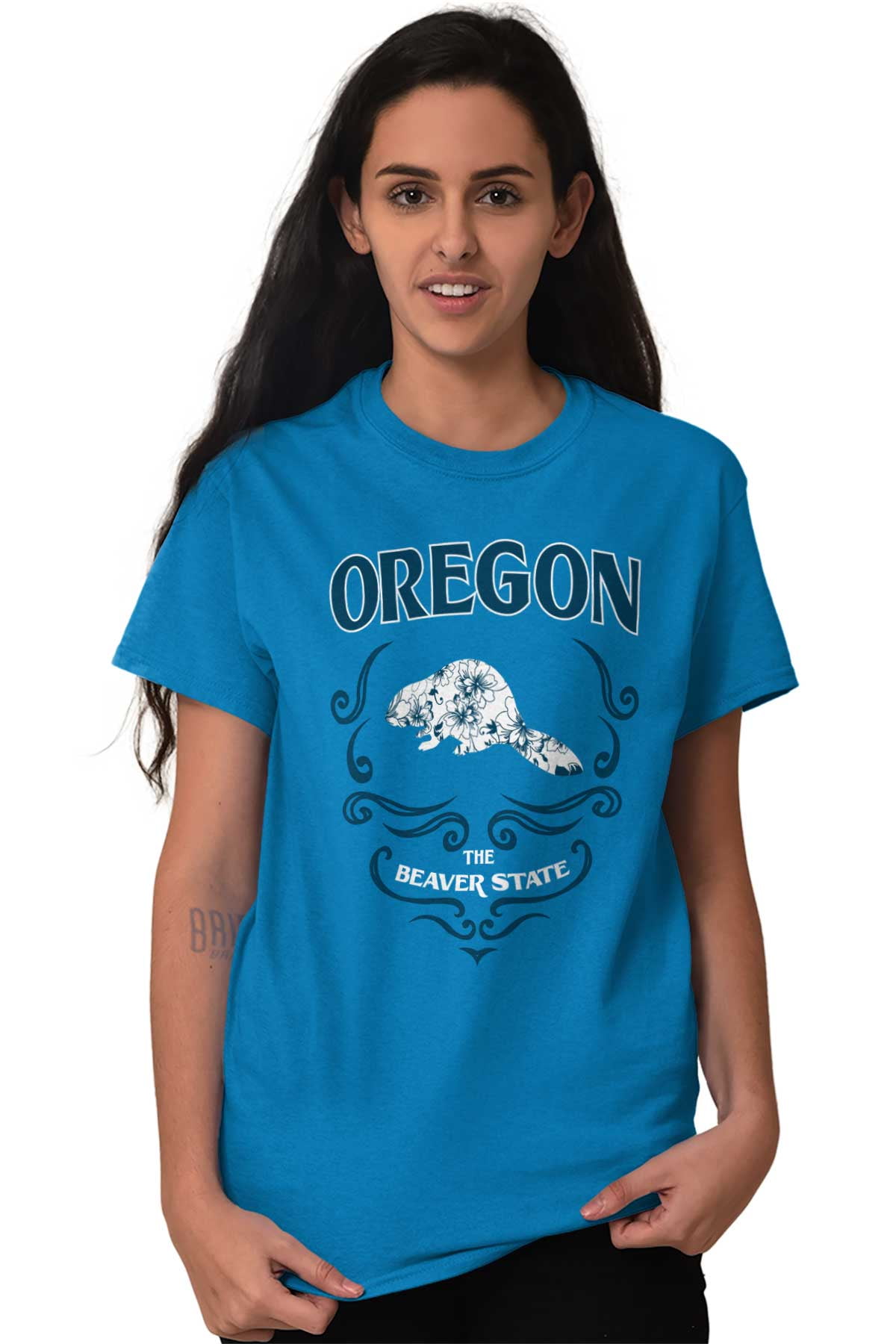 Cute Oregon Floral Beaver Symbol Women's Graphic T Shirt Tees Brisco ...
