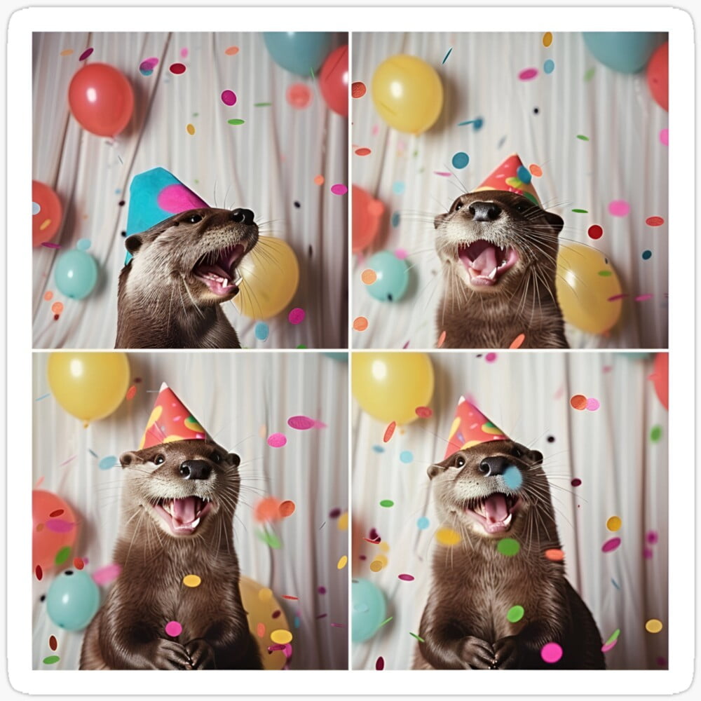 Cute Otter Birthday Party Animal Otter With Party Hat Stickerphone ...