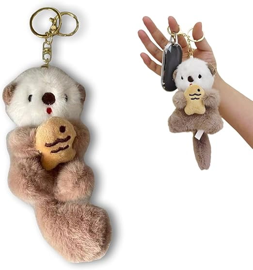 Cute Otter Keychain Charm & Bag Charm - Adorable Keychain Ring for Bags ...