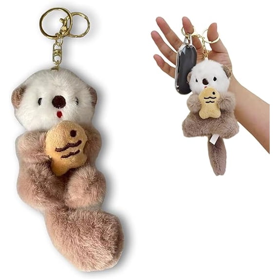 Cute Otter Keychain Charm & Bag Charm - Adorable Keychain Ring for Bags ...