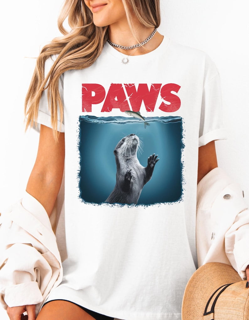 Cute Otter Shirt Paws Otter Shirt Otter Print Otter Gift Funny Otter Tshirt Ocean Animal Lover ...