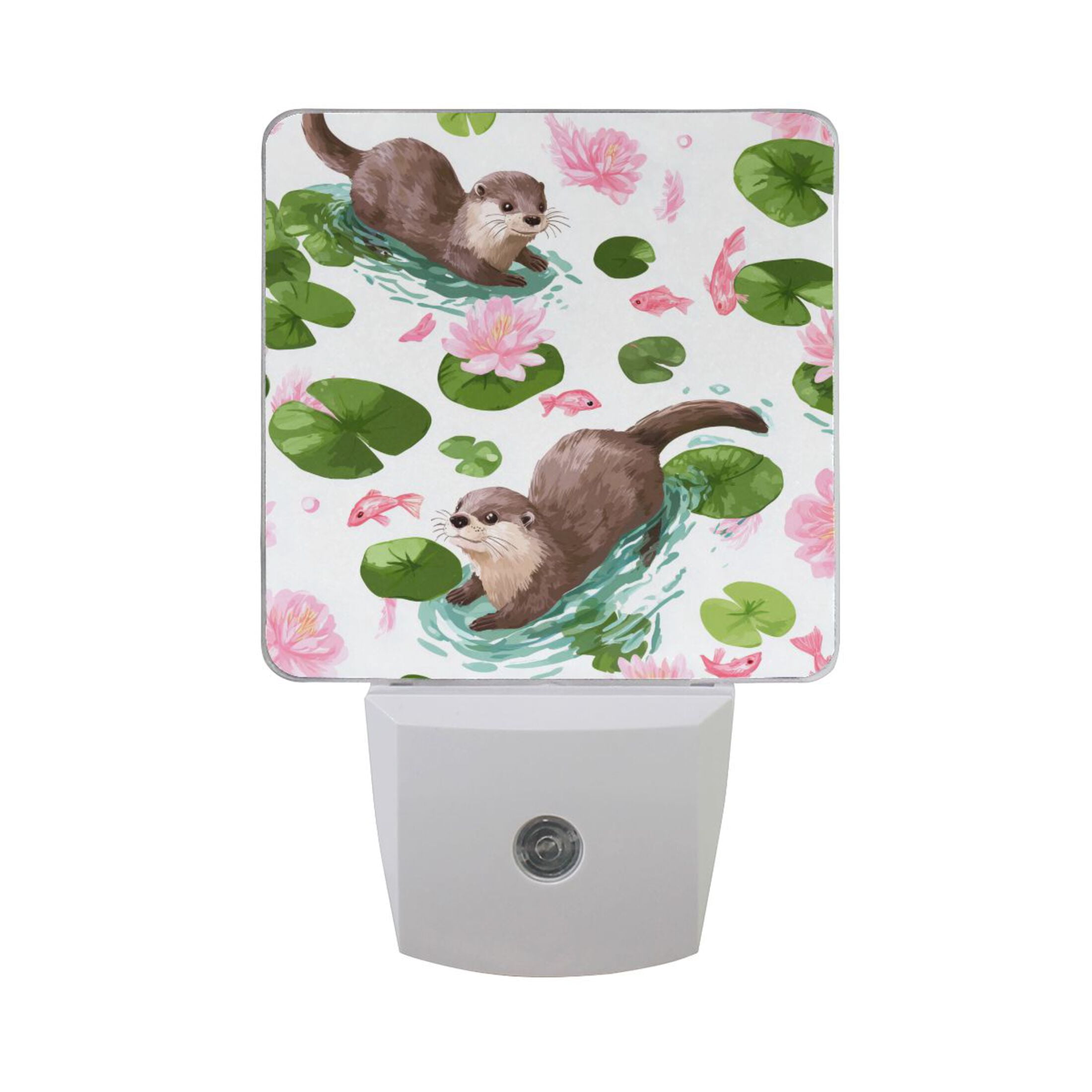 Cute Otter Swim in Pond LED Night Light Sensor Lamp Plug-in Adjustable ...