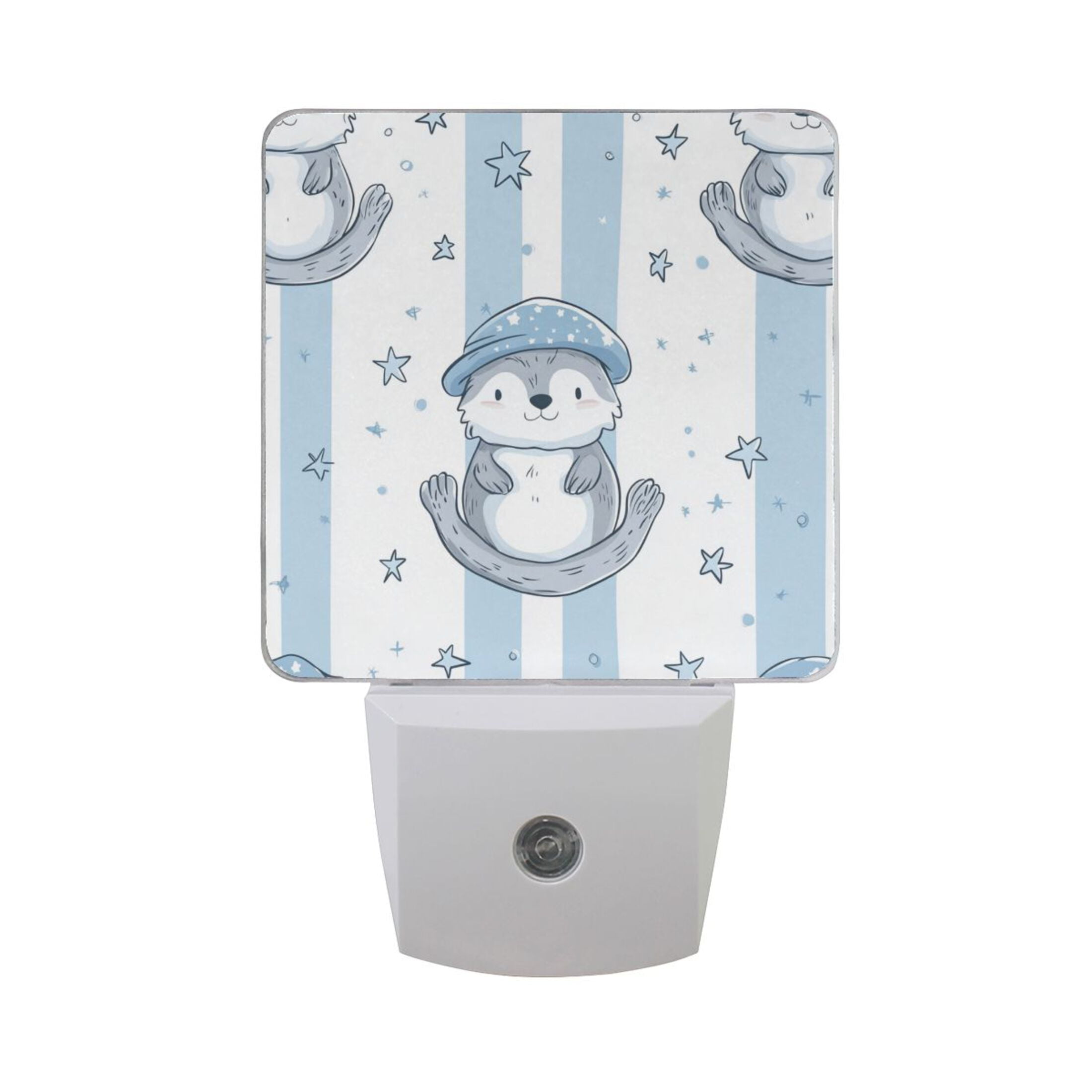 Cute Otter with Hat Stars LED Night Light with Smart Sensor Plug Into ...