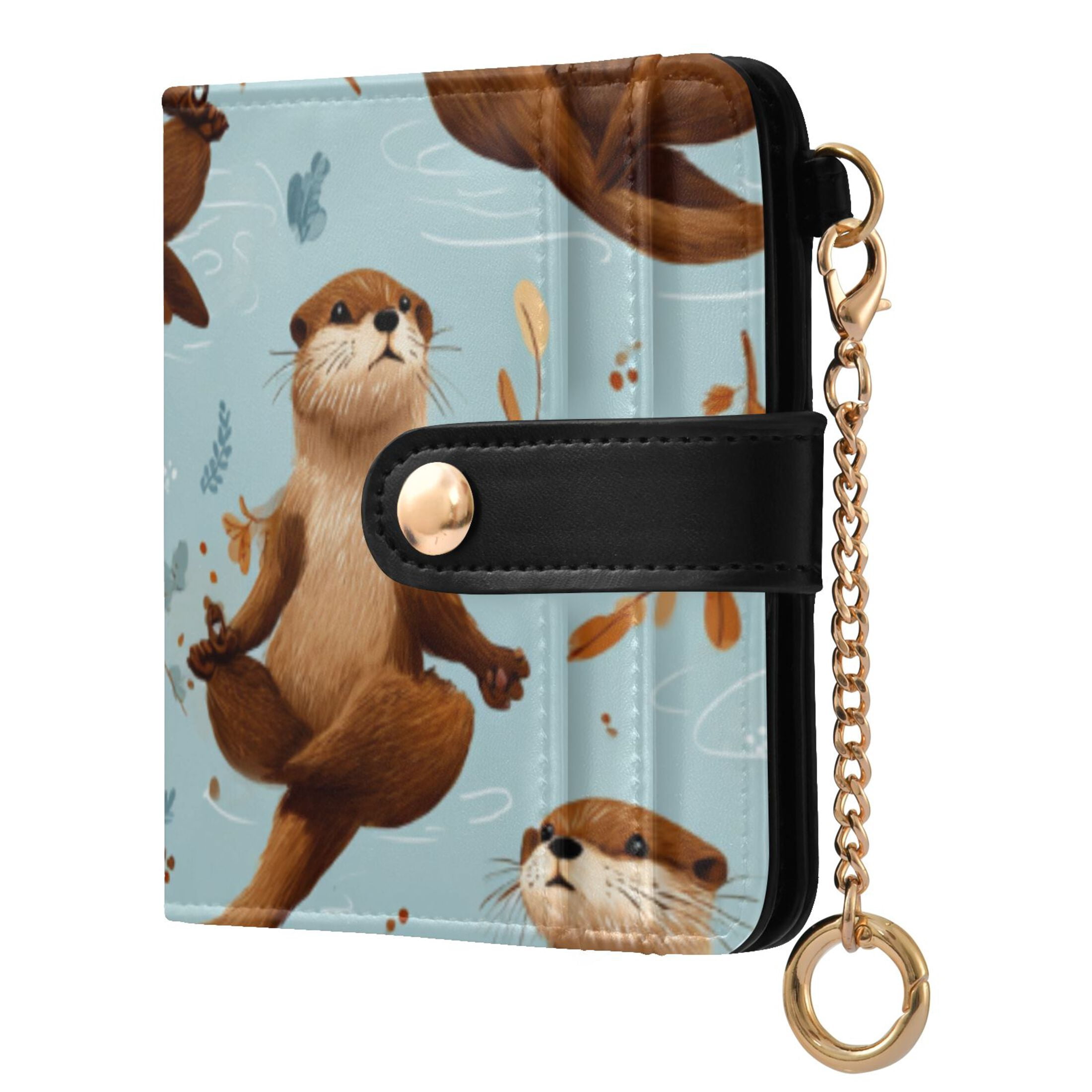 Cute Otters Doing Yoga Poses Women's Wallet PU Leather Card Cases RFID ...