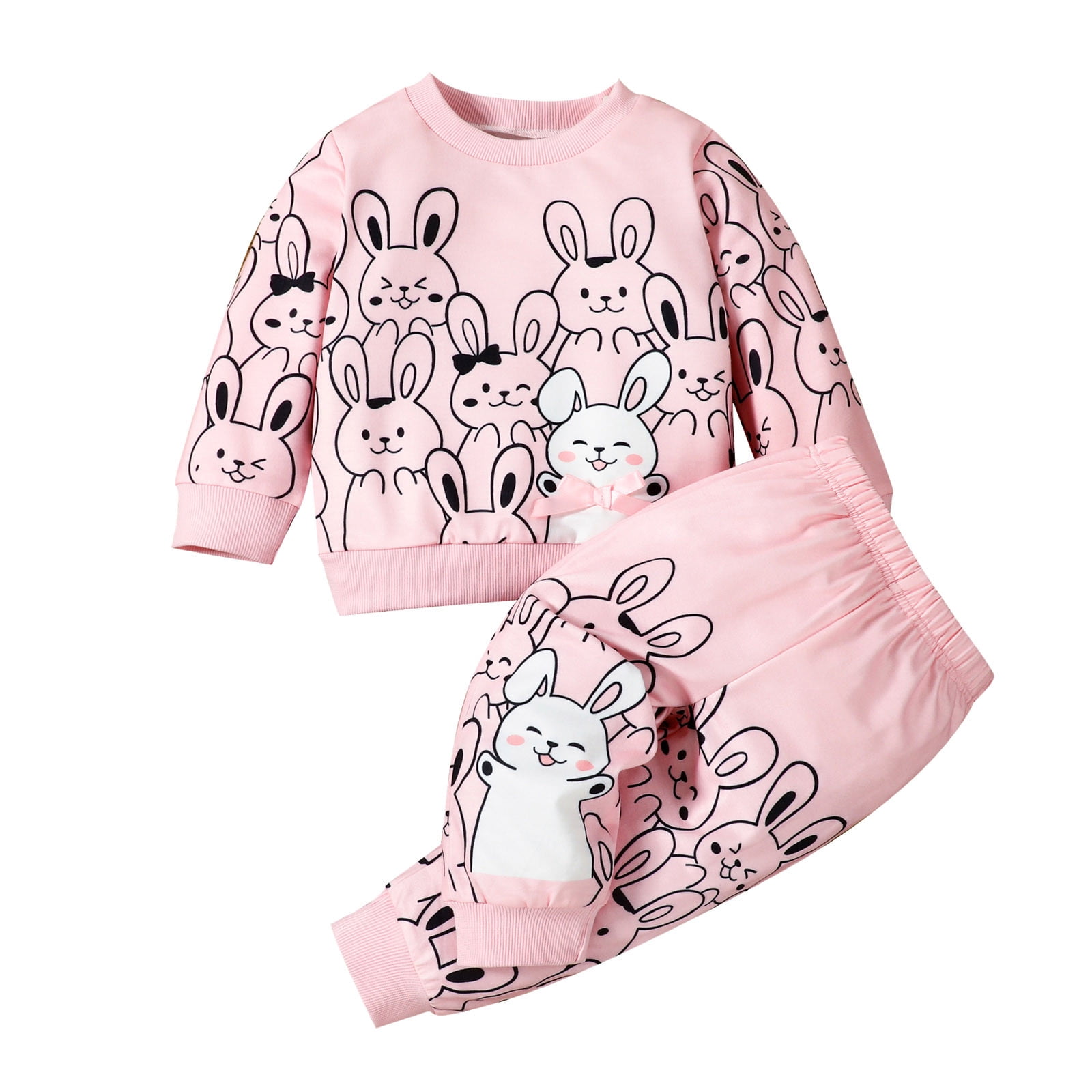 Cute Outfits Girls Girls Outfits Bunny Rabbit Print Hoodie Sweatpants 2 ...