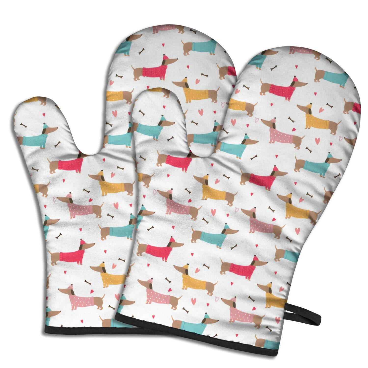 Cute Oven Mitts,Colorful Funny Dachshund Oven Mitt 2-Pack Set,Kitchen ...