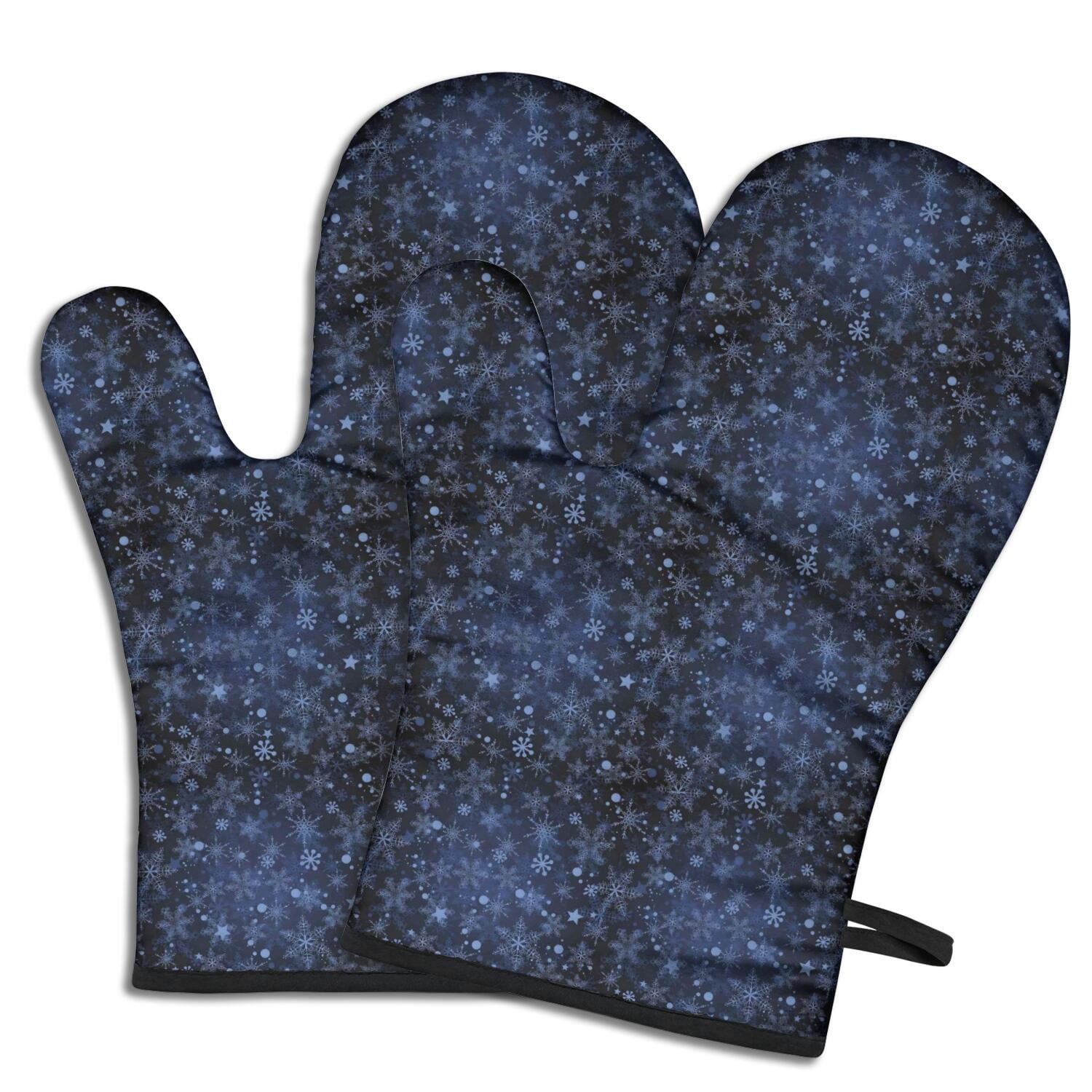 Cute Oven Mitts,Dark Blue Christmas Snowflake Pattern Oven Mitt 2-Pack ...