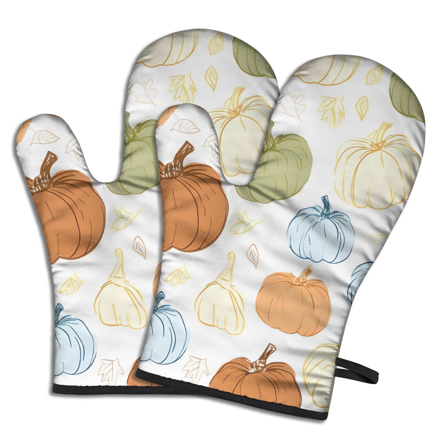 Cute Oven Mitts,Fall Pumpkins Leaves Pattern Oven Mitt 2-Pack Set ...