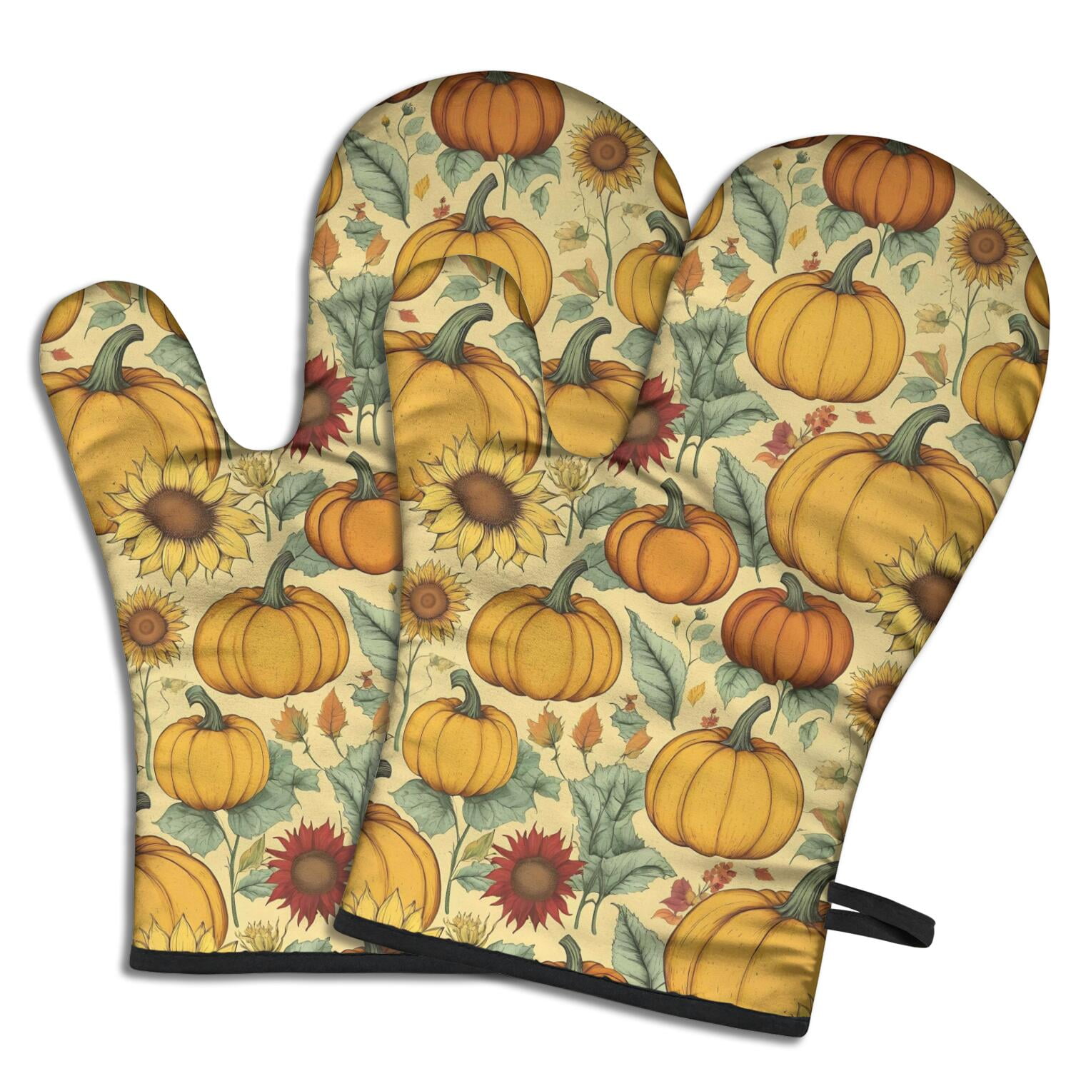 Cute Oven Mitts,Fall Sunflower Pumpkin Oven Mitt 2-Pack Set,Kitchen ...