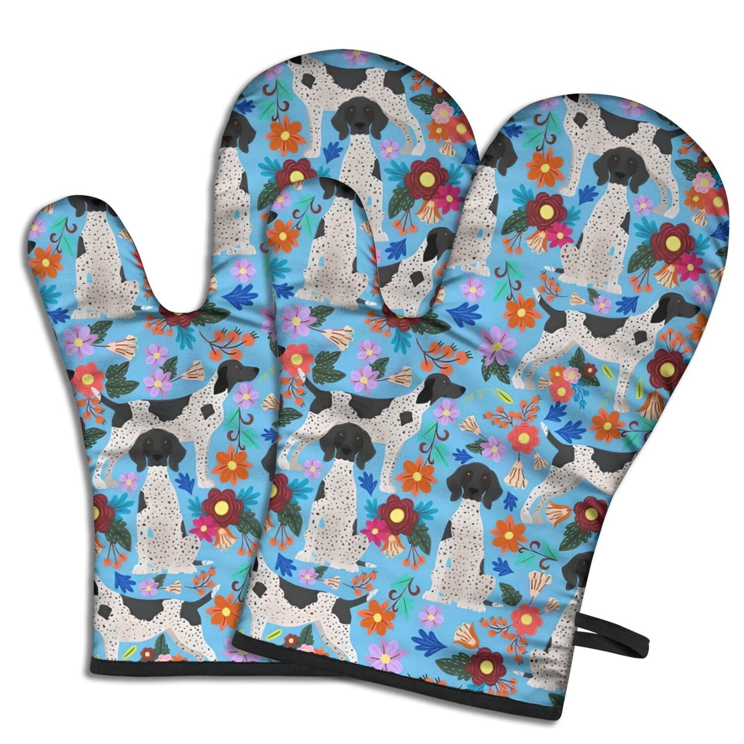 Cute Oven Mitts,German Shorthaired Pointer Dog and Flower Oven Mitt 2 ...