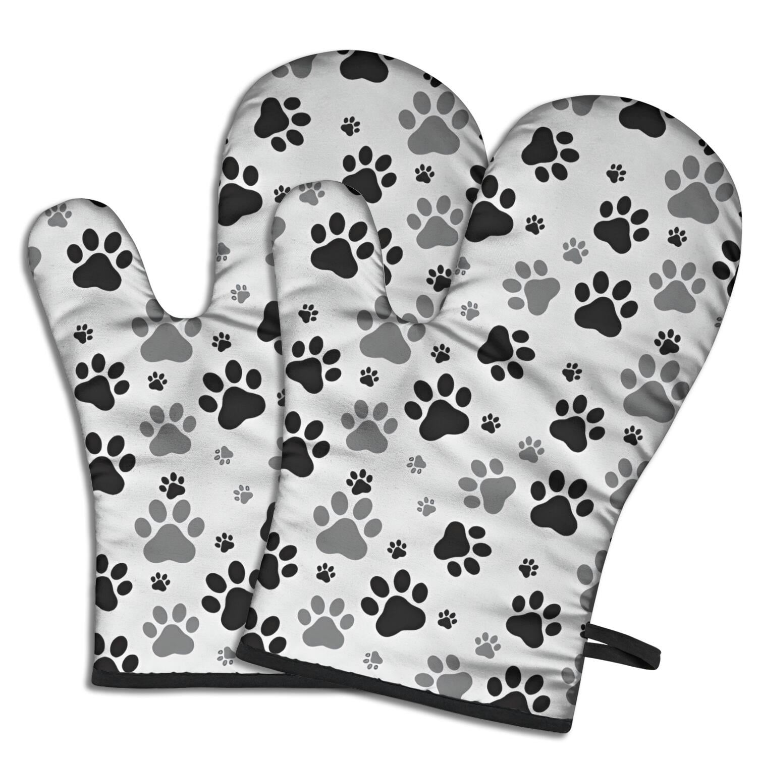 Cute Oven Mitts,Grey Dog Paw Footprint Oven Mitt 2-Pack Set,Kitchen ...