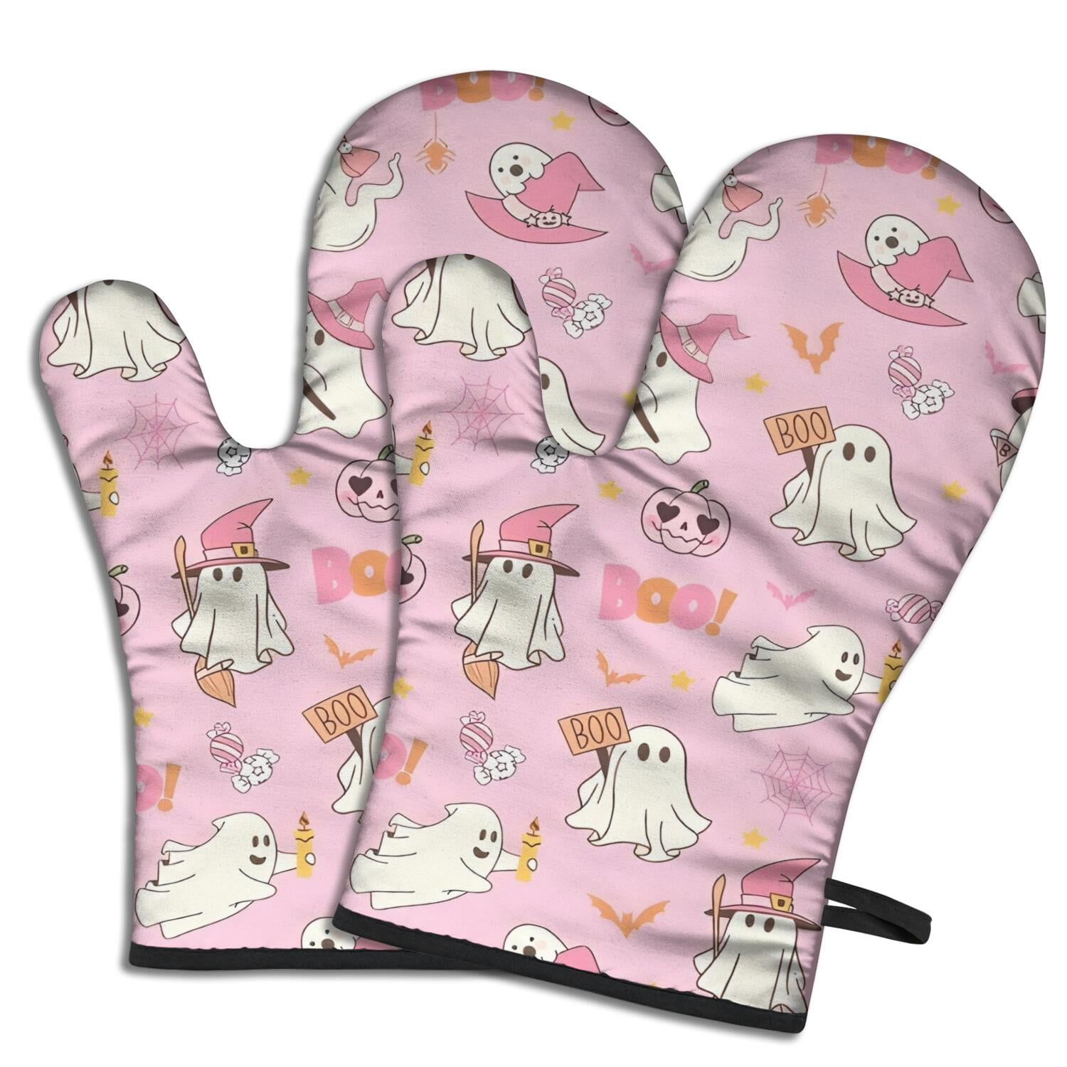 Cute Oven Mitts,Halloween Cute Ghosts with Boo Oven Mitt 2-Pack Set ...