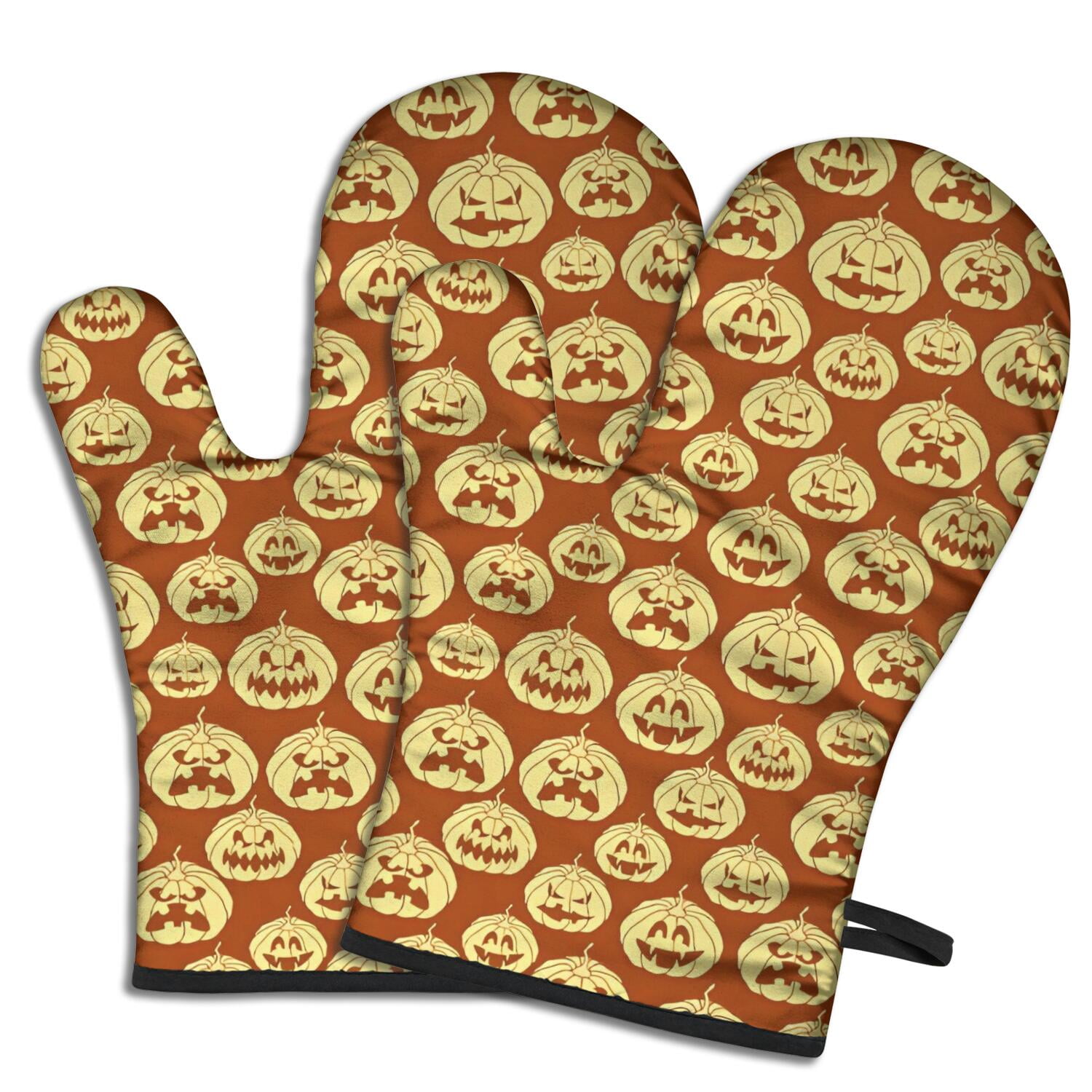 Cute Oven Mitts,Halloween Pumpkin Silhouette Pattern Oven Mitt 2-Pack ...