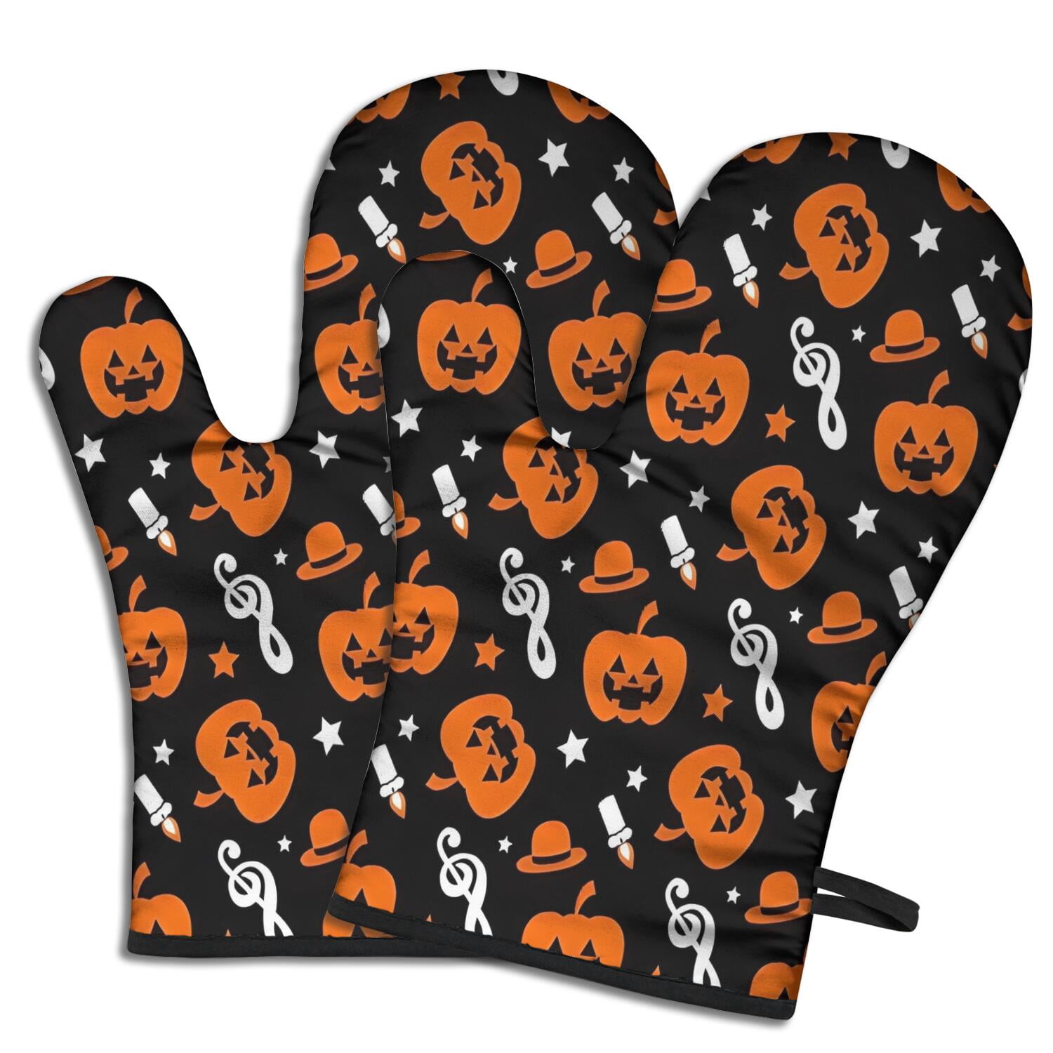 Cute Oven Mitts,Halloween Pumpkins with Music Notes Oven Mitt 2-Pack ...