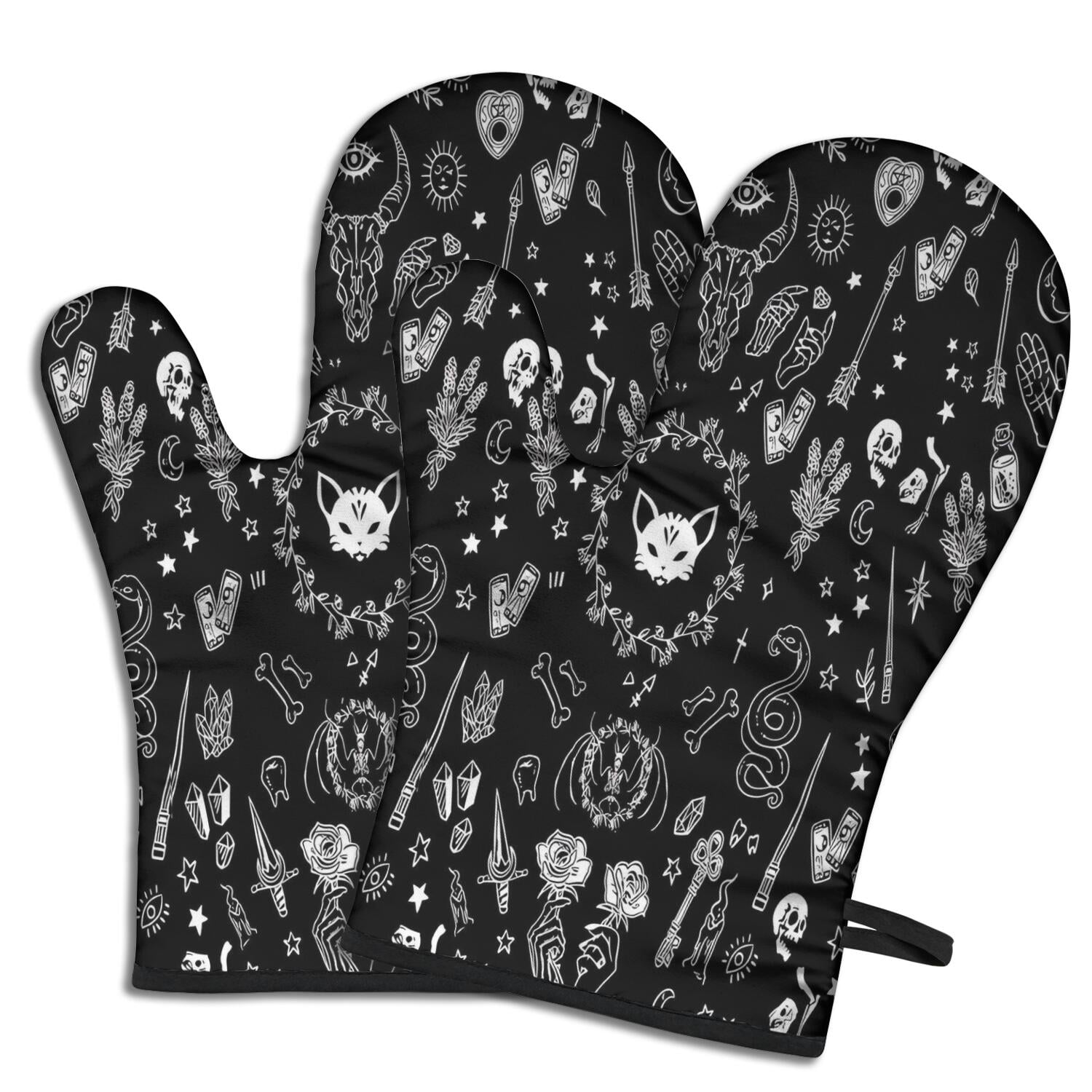 Cute Oven Mitts,Occult Halloween Pattern Oven Mitt 2-Pack Set,Kitchen ...