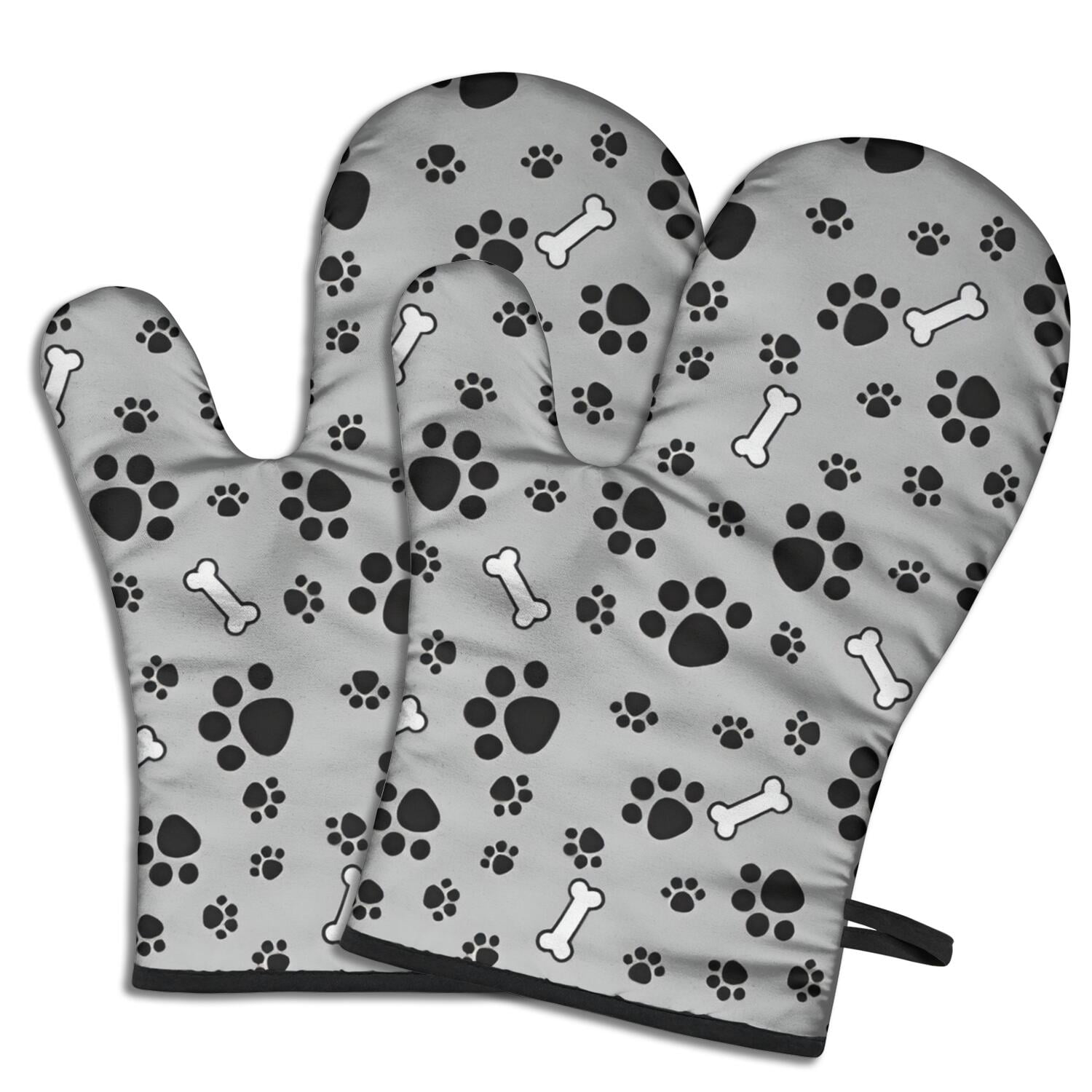 Cute Oven Mitts,Paw Prints and Bones Oven Mitt 2-Pack Set,Kitchen ...