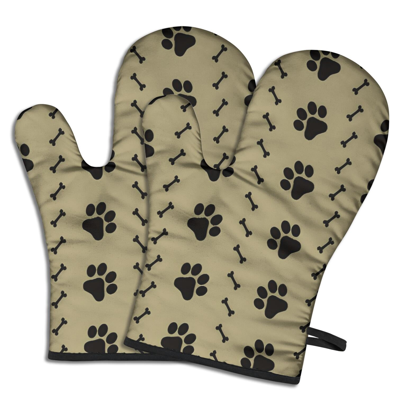 Cute Oven Mitts,Paw Prints and Bones Oven Mitt 2-Pack Set,Kitchen ...