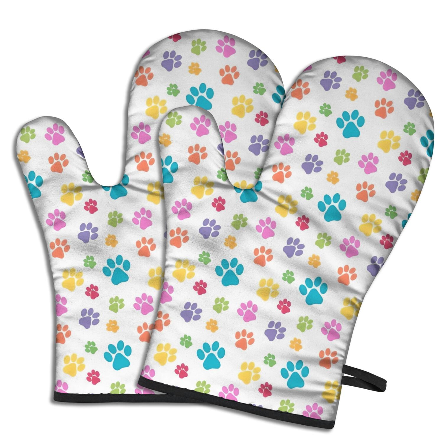 Cute Oven Mitts,Pets Paws Print Colorful Oven Mitt 2-Pack Set,Kitchen ...