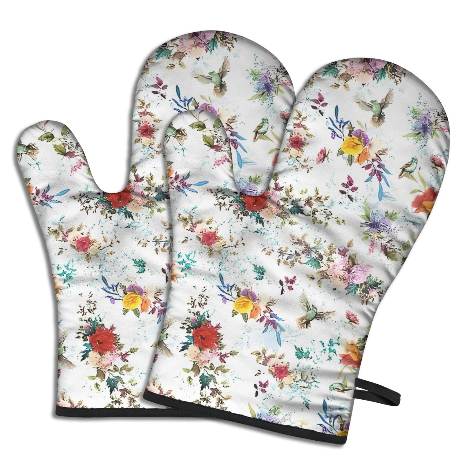 Cute Oven Mitts,Pioneer Flower Floral Print Pattern Oven Mitt 2-Pack ...