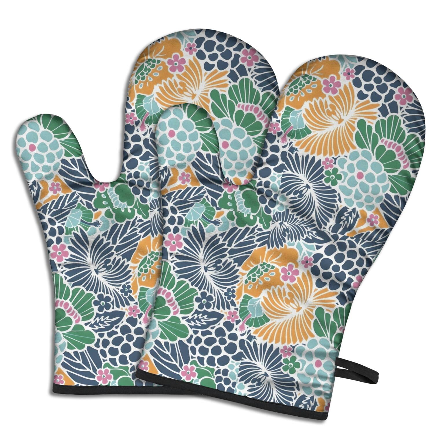 Cute Oven Mitts,Pioneer Flower Floral Print Pattern Oven Mitt 2-Pack ...