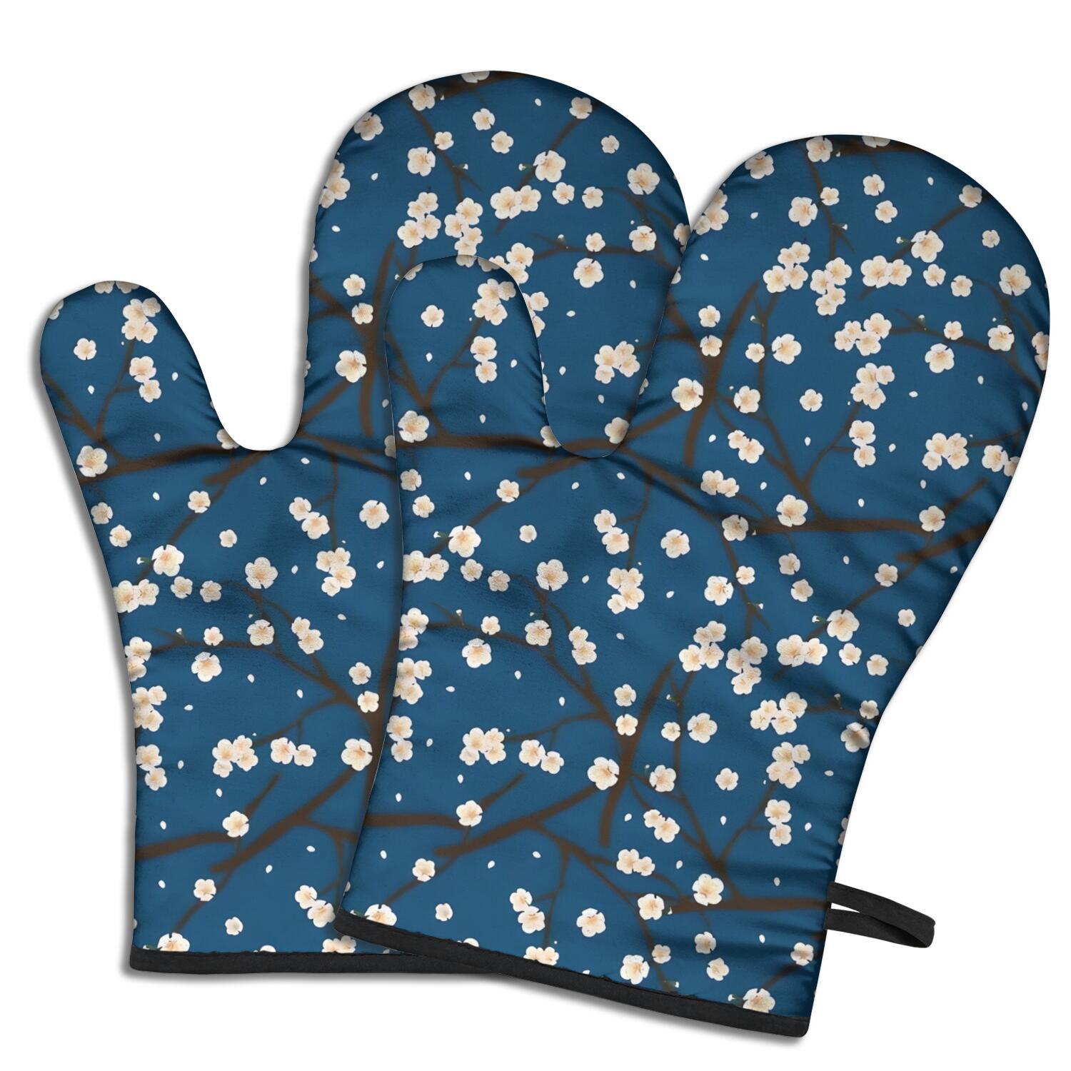 Cute Oven Mitts,Pioneer Flower Floral Print Pattern Oven Mitt 2-Pack ...