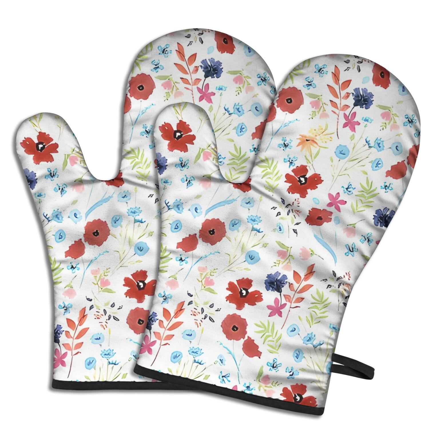 Cute Oven Mitts,Pioneer Flower Floral Print Pattern Oven Mitt 2-Pack ...