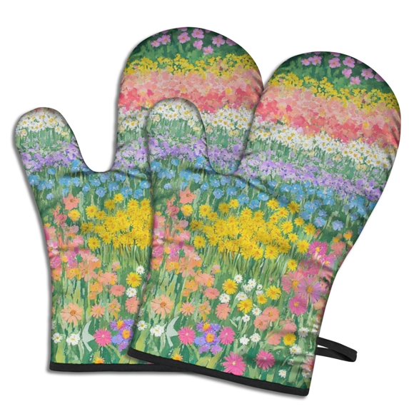 Cute Oven Mitts,Pioneer Flower Floral Print Pattern Oven Mitt 2-Pack ...