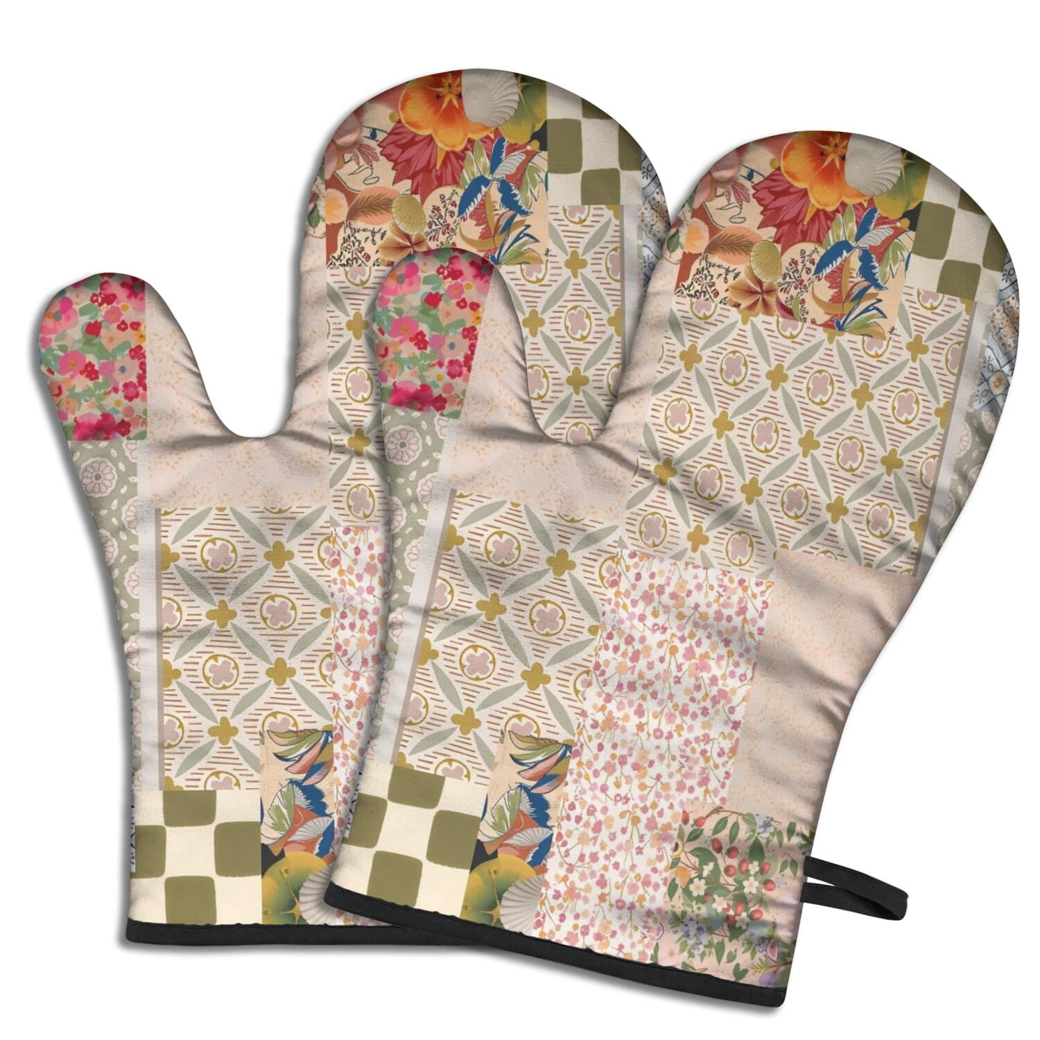 Cute Oven Mitts,Pioneer Flower Floral Print Pattern Oven Mitt 2-Pack ...