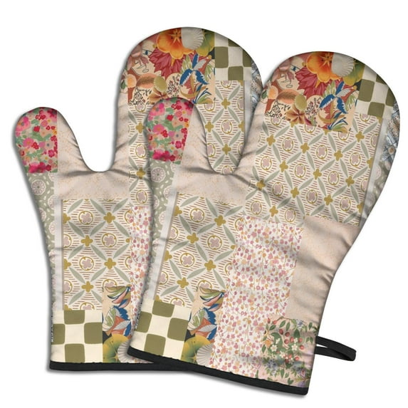 Cute Oven Mitts,Pioneer Flower Floral Print Pattern Oven Mitt 2-Pack ...