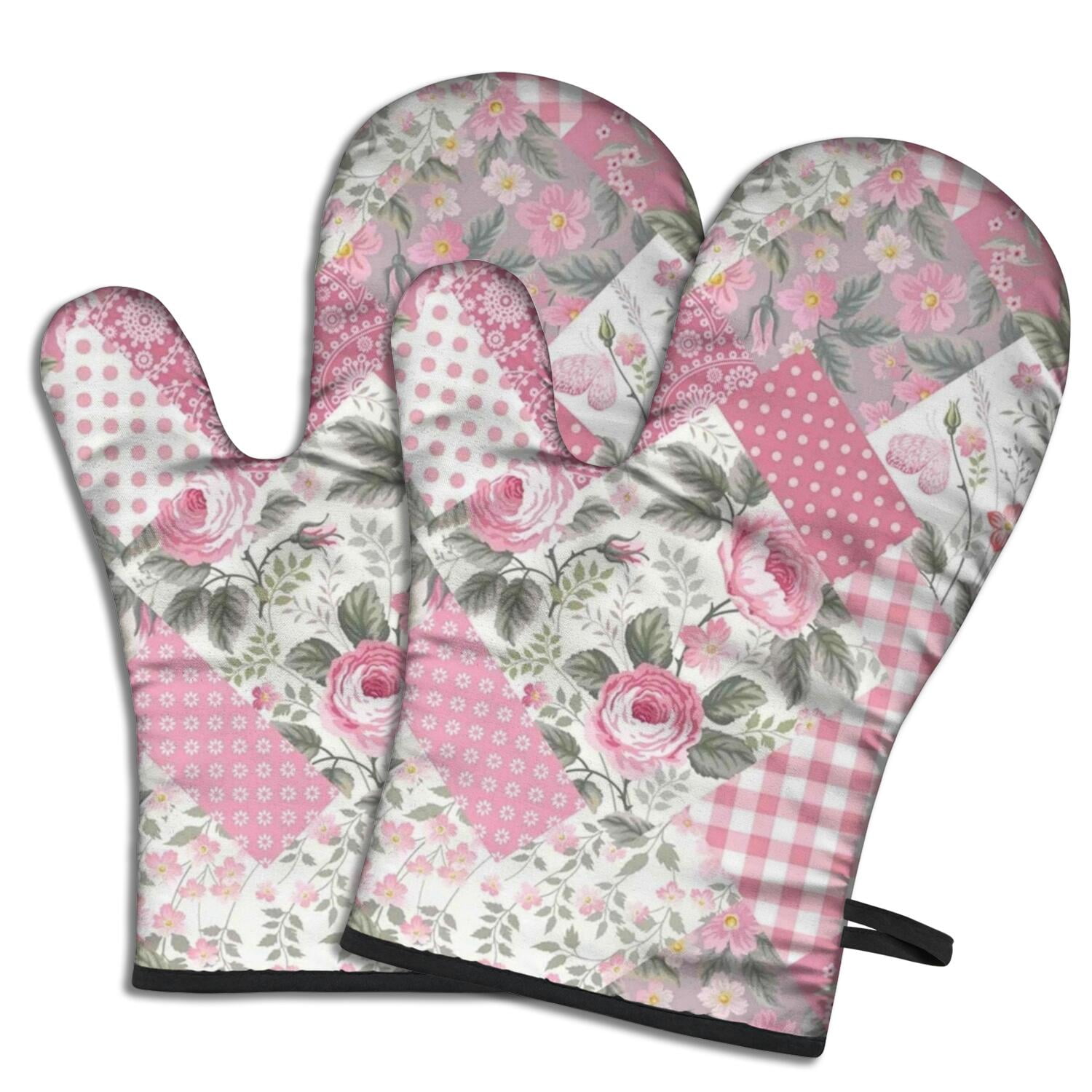 Cute Oven Mitts,Pioneer Flower Floral Print Pattern Oven Mitt 2-Pack ...