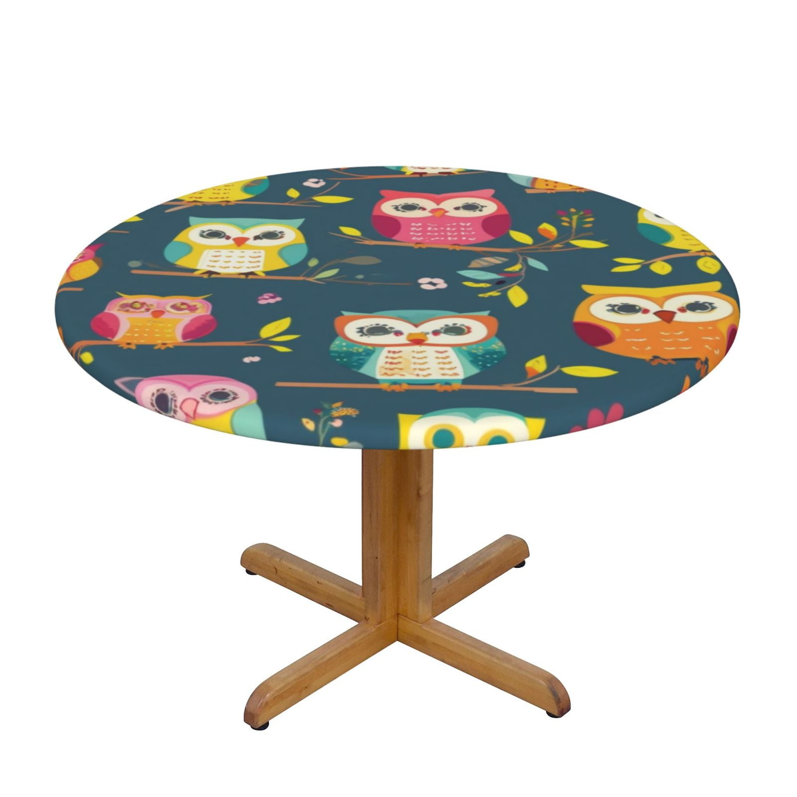 Cute Owl Pattern (1) Round Fitted Tablecloths Table Covers Wipeable ...