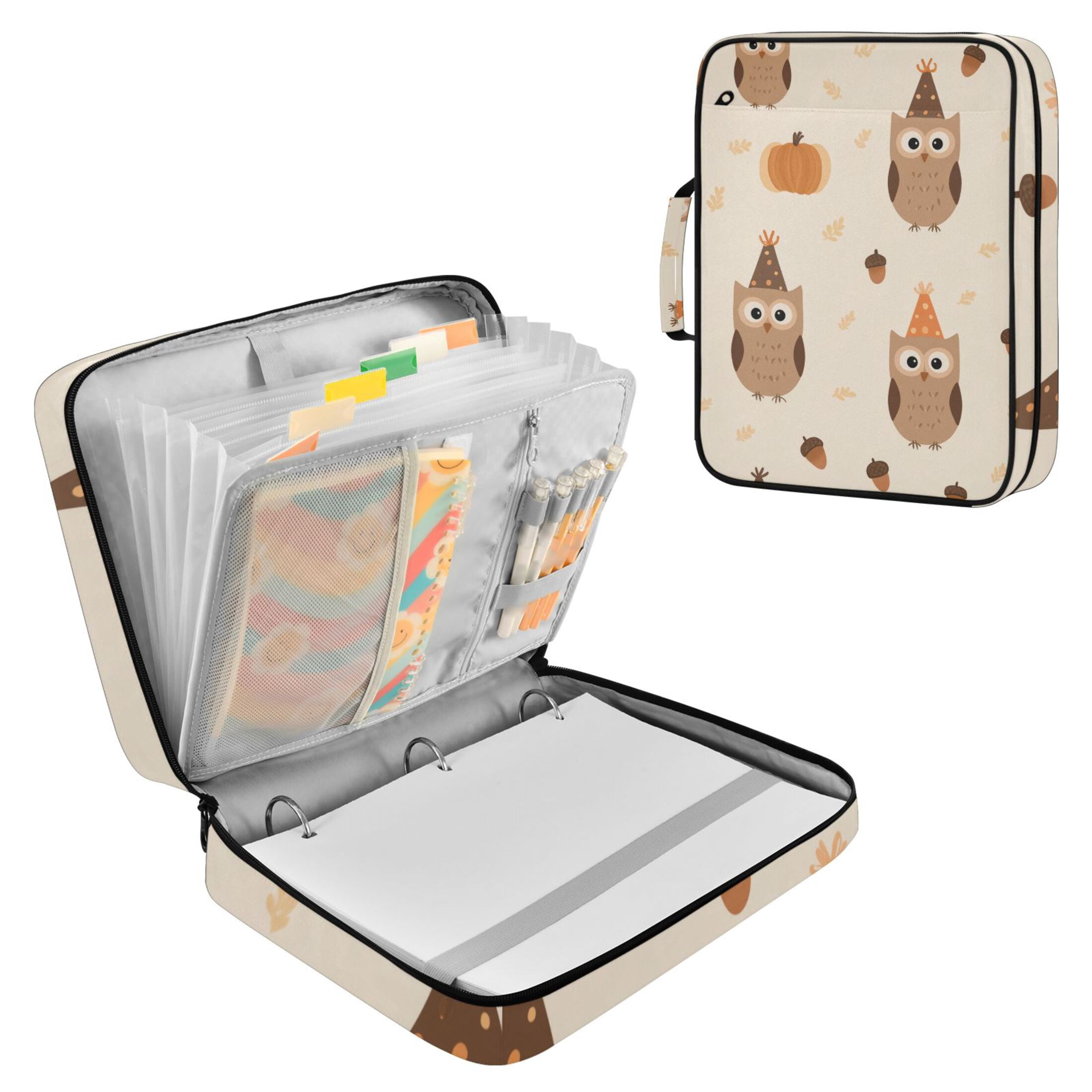 Cute Owl Pine Cone Pumpkins Accordion File Organizer Expanding File ...