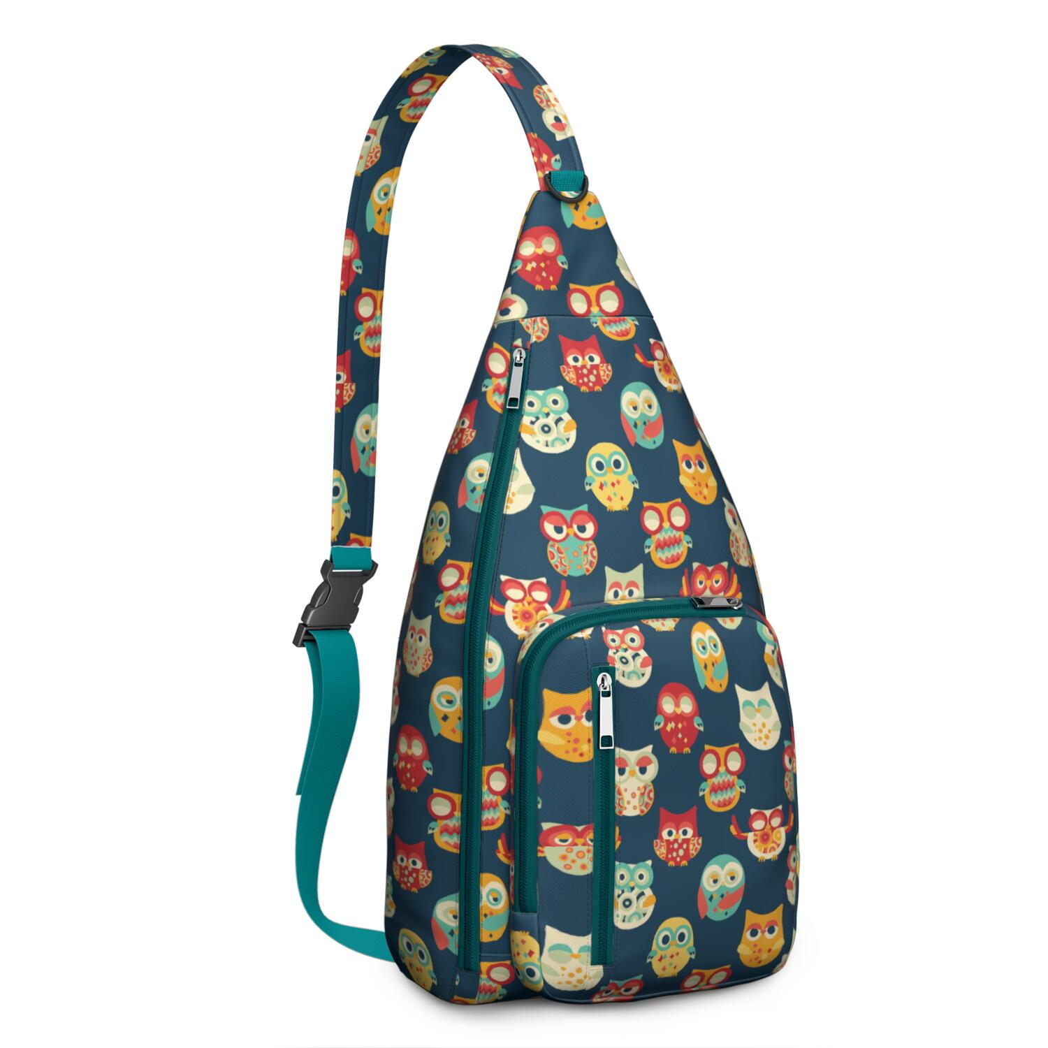 Cute Owl Print Sling Backpack – Colorful Hand-Drawn Cartoon Owl ...