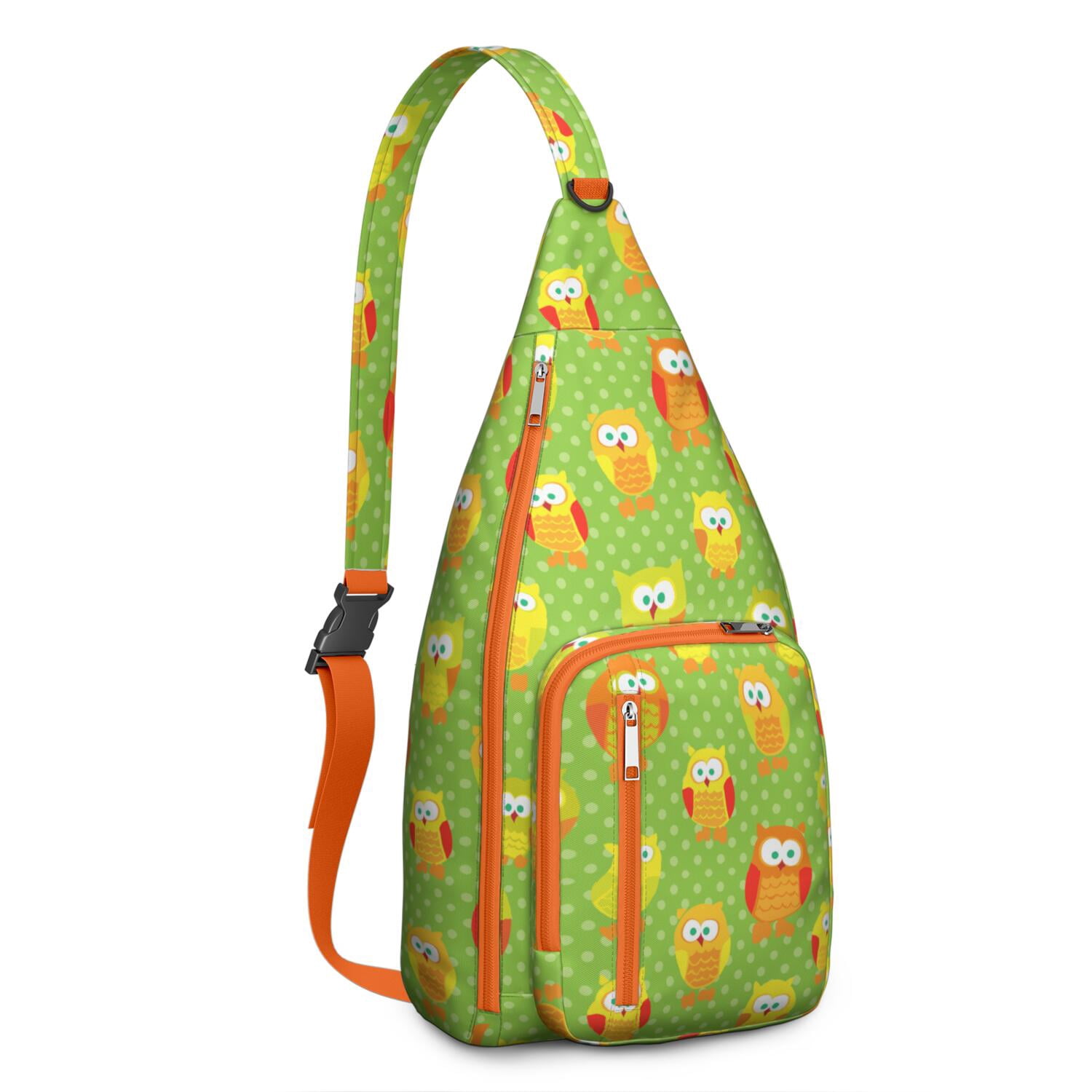 Cute Owl Print Sling Backpack – Colorful Hand-Drawn Cartoon Owl ...