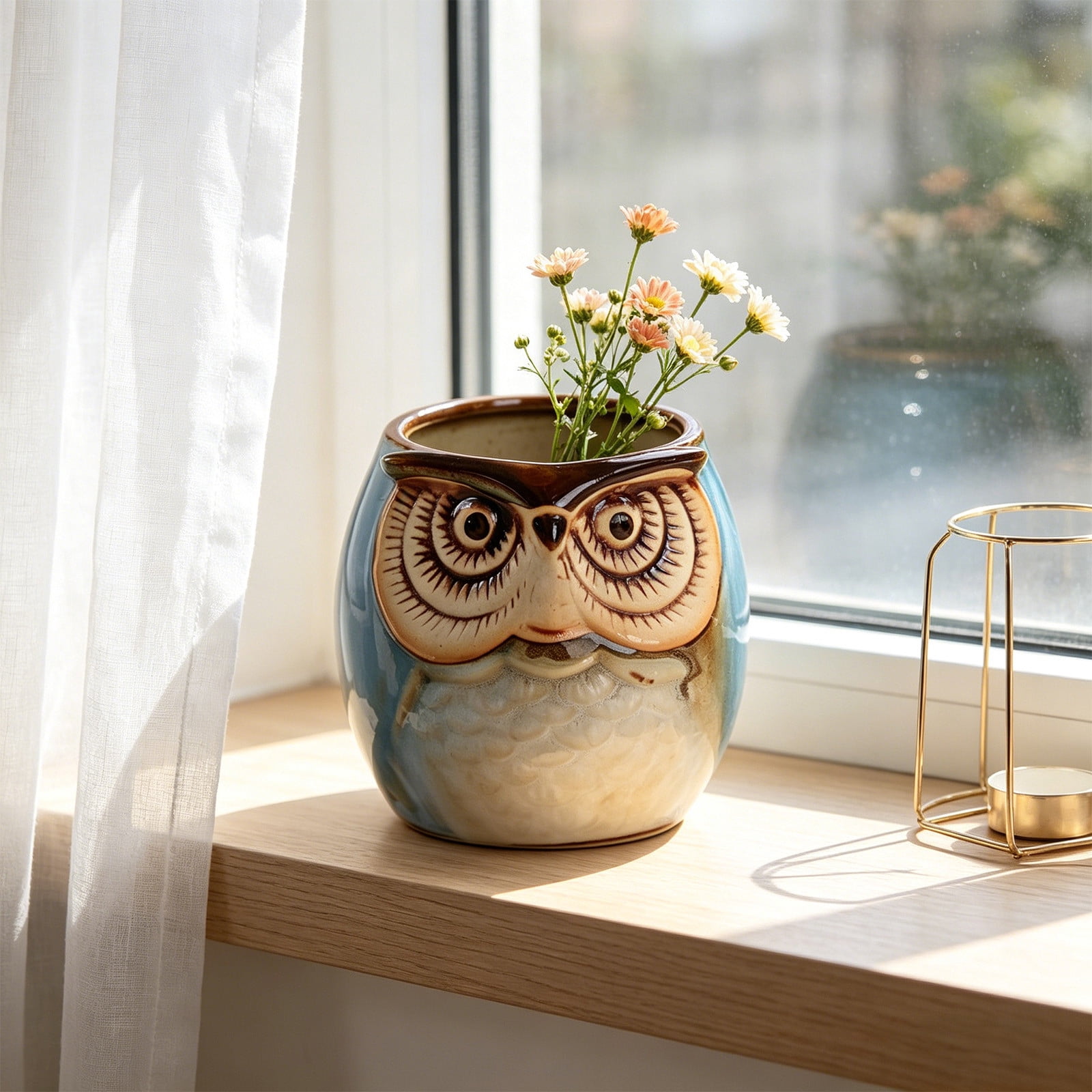 Cute Owl Shaped Ceramic Flower Pot Mini Succulent Planter Home Garden ...